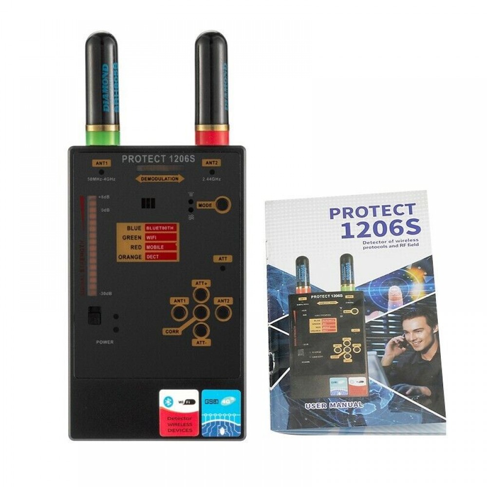 PROTECT 1206S GPS детектор, детектор жучков, камер 50-6000MHz & 2G/3G/4G